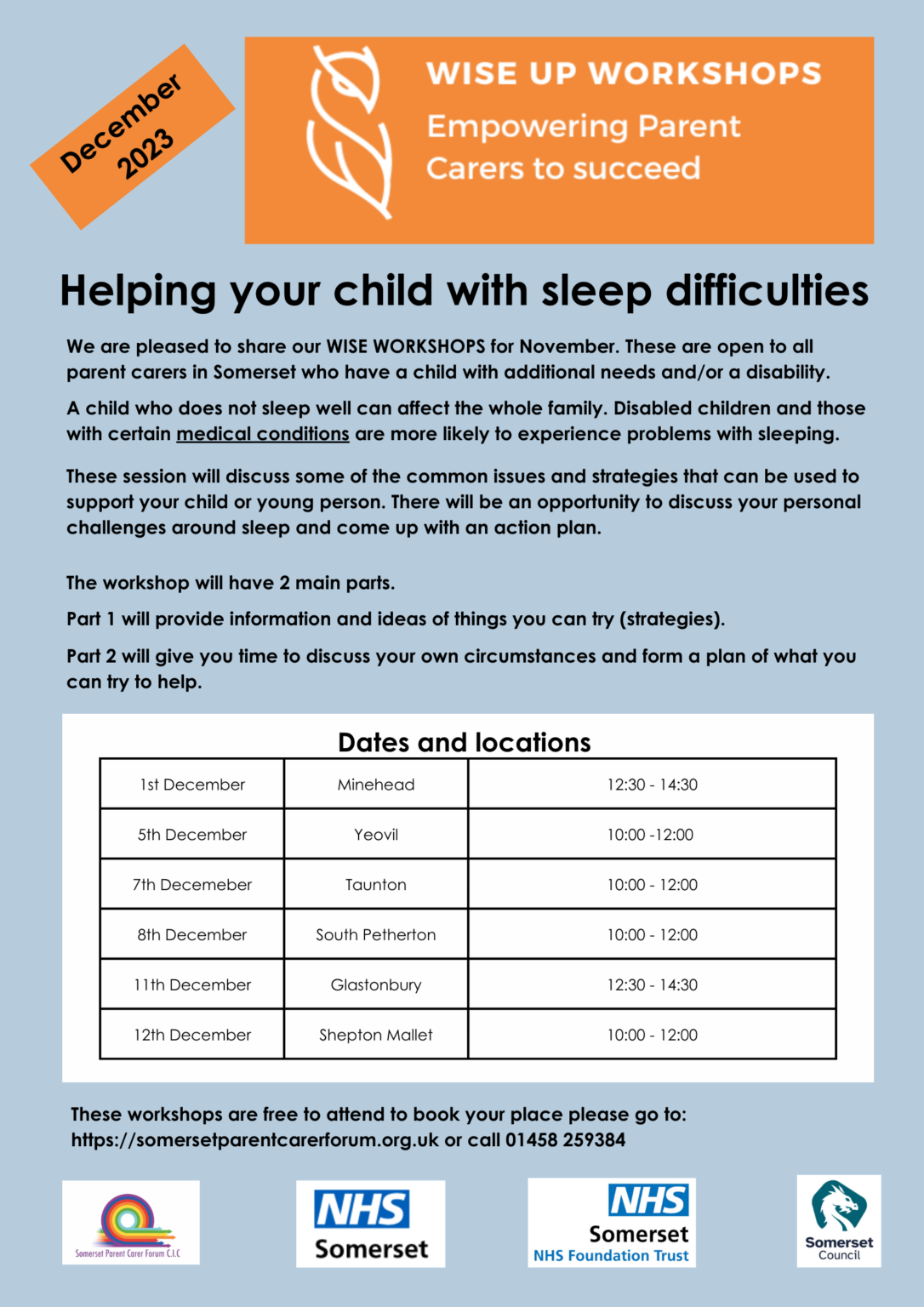 Upcoming Wise Up Workshops