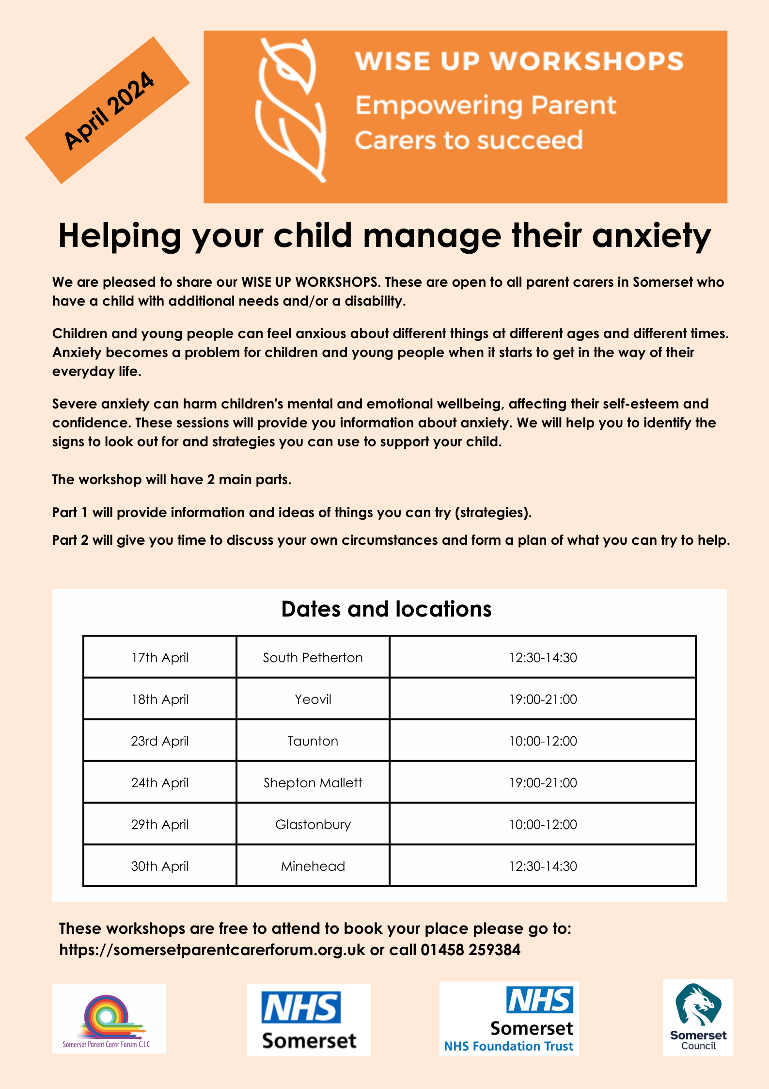 April’s new WISE up Workshops